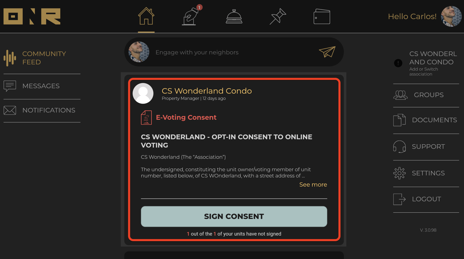 How to Consent to Online Voting in Your ONR Account (laptop/Computer)